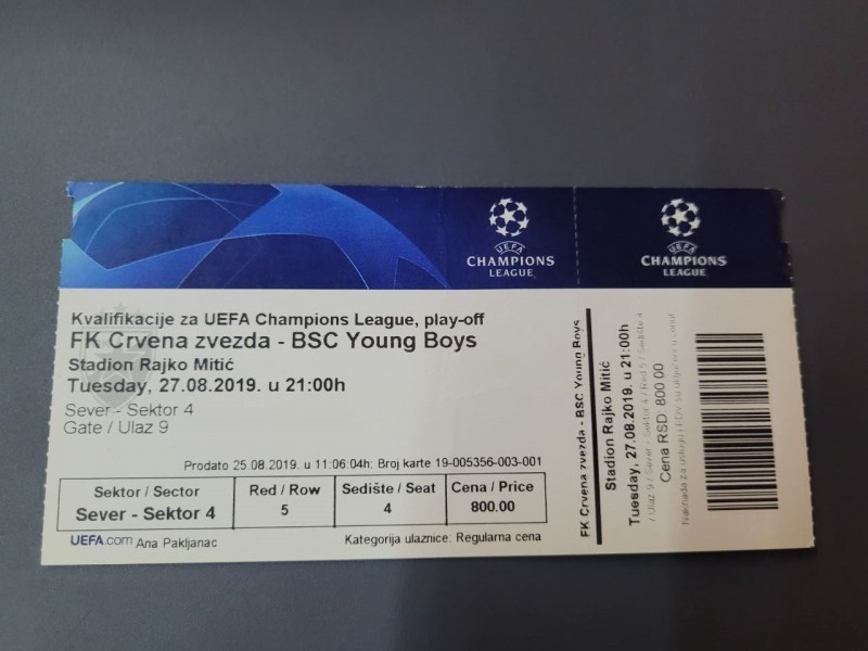 Fk Crvena Zvezda - BSC Young Boys 27.08.2019.