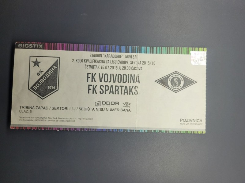 Fk Vojvodina - Fk Spartaks 16.07.2015.