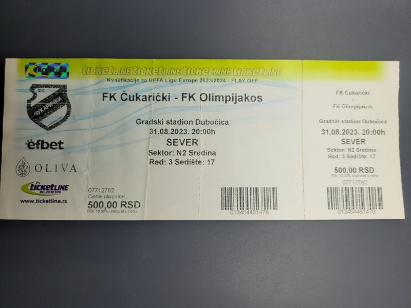Fk Cukaricki -Fk Olimpiakos 31.08.2023.