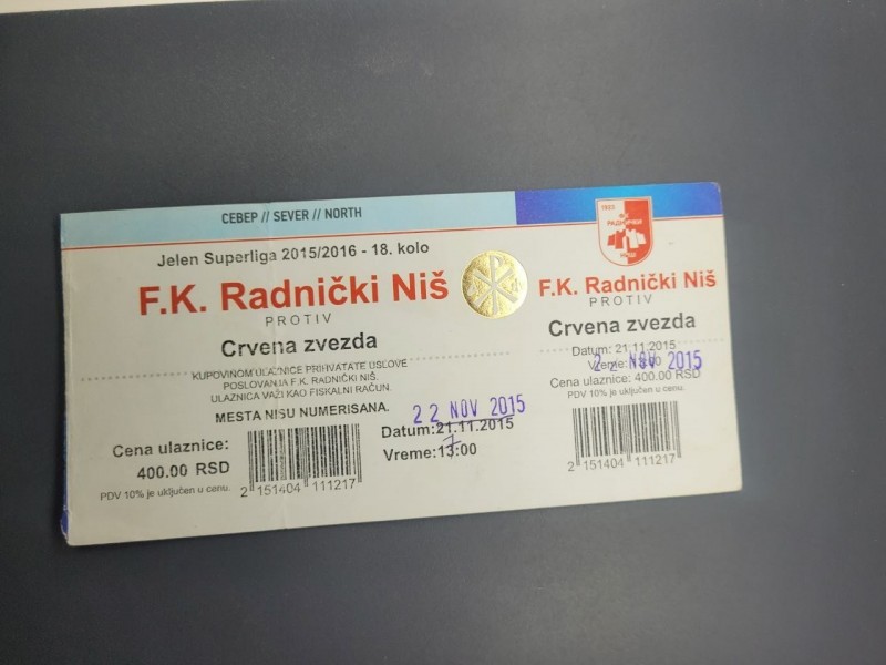 Fk Radnicki Nis - Fk Crvena Zvezda 22.11.2015.
