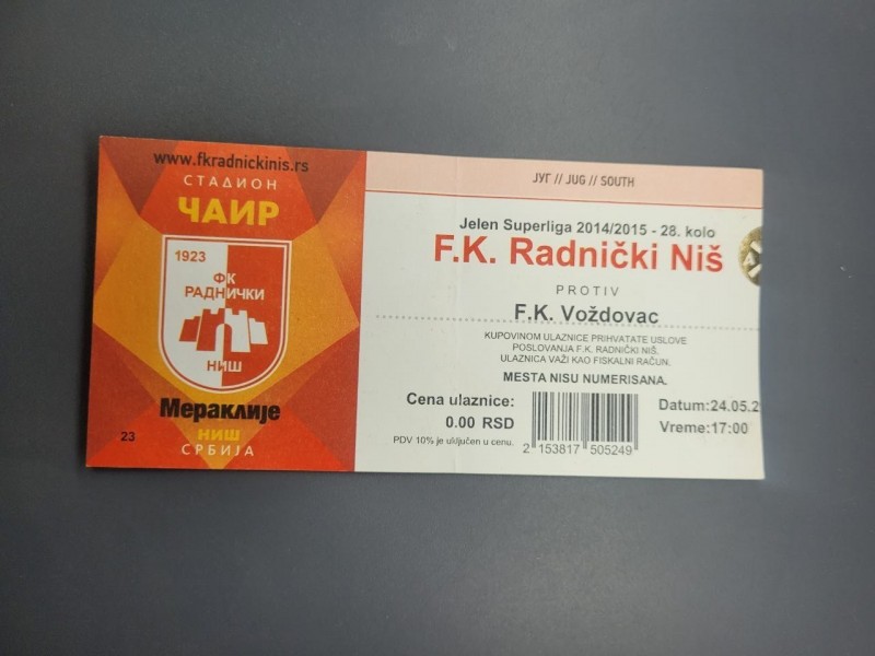 Fk Radnicki Nis - Fk Vozdovac 24.05.2015