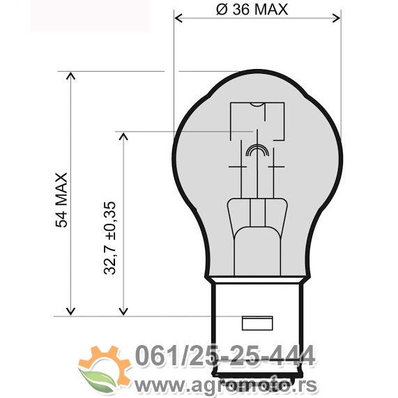 Sijalica 12V 35/35W S2 BA20D RMS