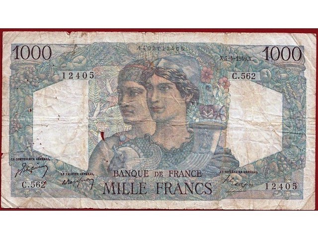 Francuska 1000 francs 1949