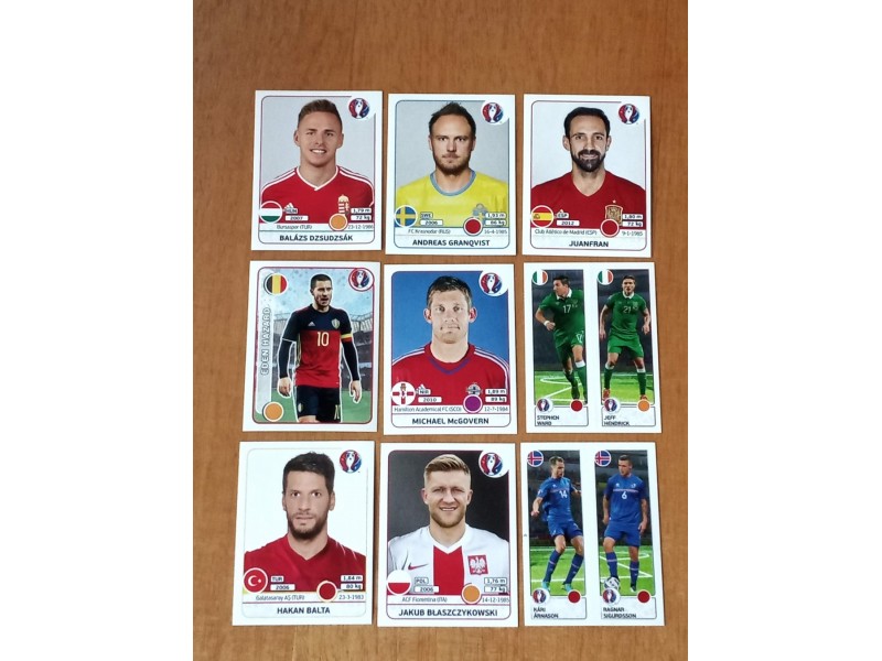 Euro 2016 - Lot Od 9 Panini Sličica -