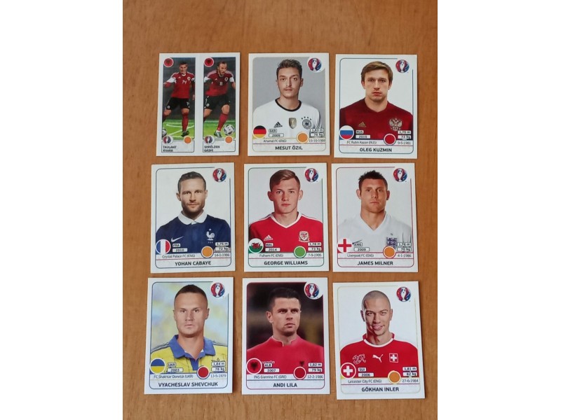 Euro 2016 - Lot Od 9 Panini Sličica -