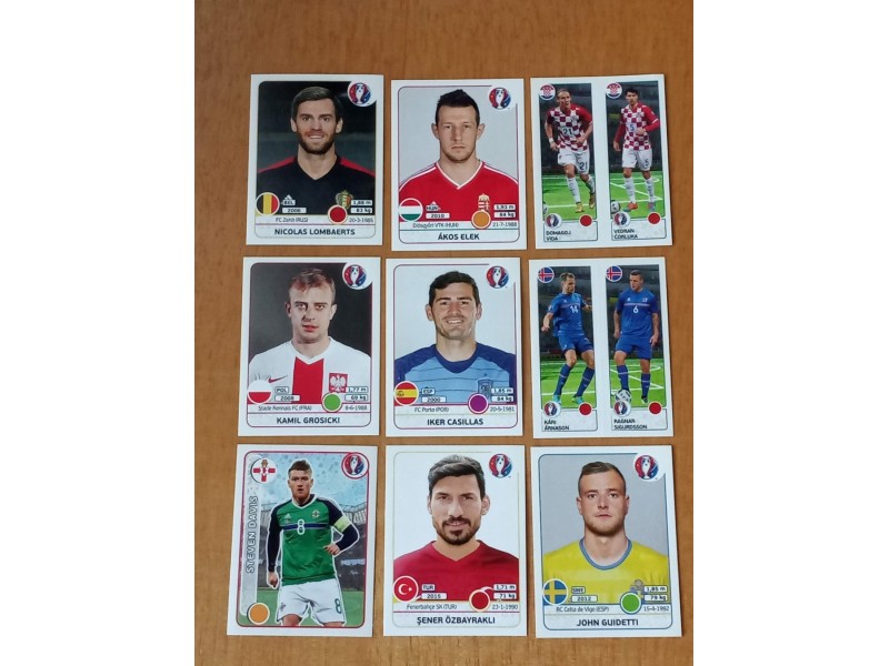 Euro 2016 - Lot Od 9 Panini Sličica -