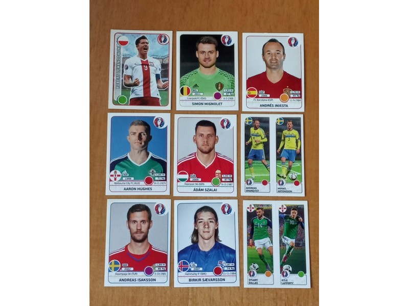 Euro 2016 - Lot Od 9 Panini Sličica -