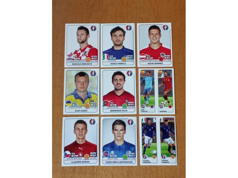 Euro 2016 - Lot Od 9 Panini Sličica -