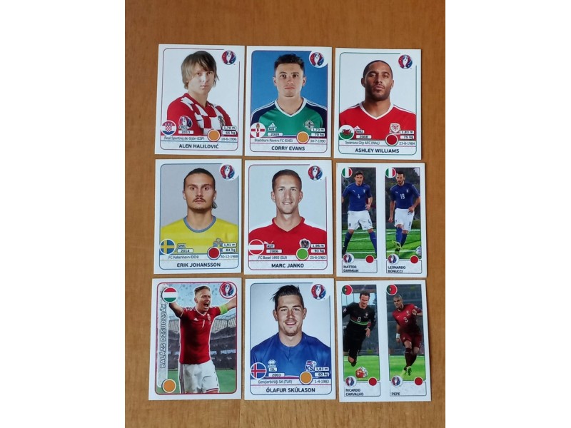 Euro 2016 - Lot Od 9 Panini Sličica -