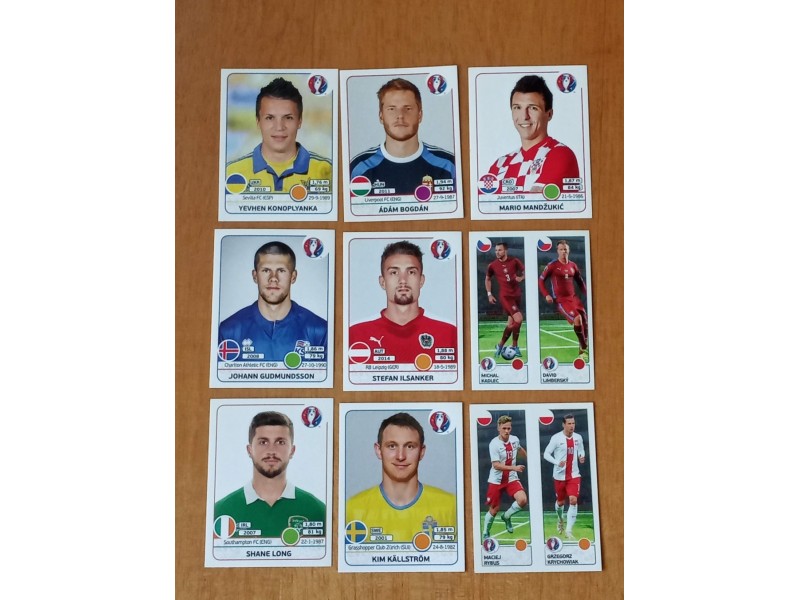 Euro 2016 - Lot Od 9 Panini Sličica -