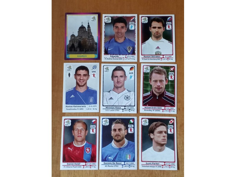 Euro 2012 - Lot Od 9 Panini Sličica -