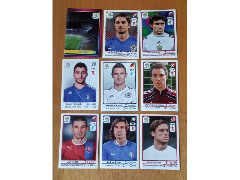 Euro 2012 - Lot Od 9 Panini Sličica -