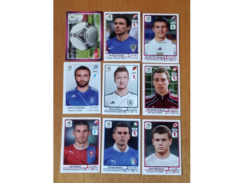 Euro 2012 - Lot Od 9 Panini Sličica -