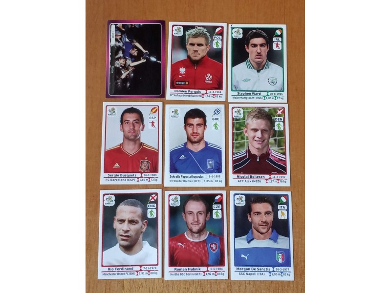 Euro 2012 - Lot Od 9 Panini Sličica -