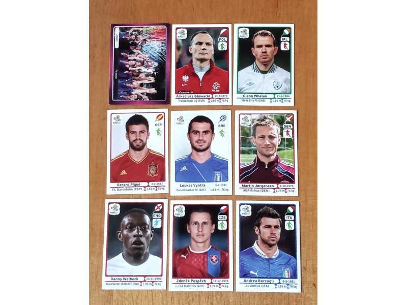Euro 2012 - Lot Od 9 Panini Sličica -
