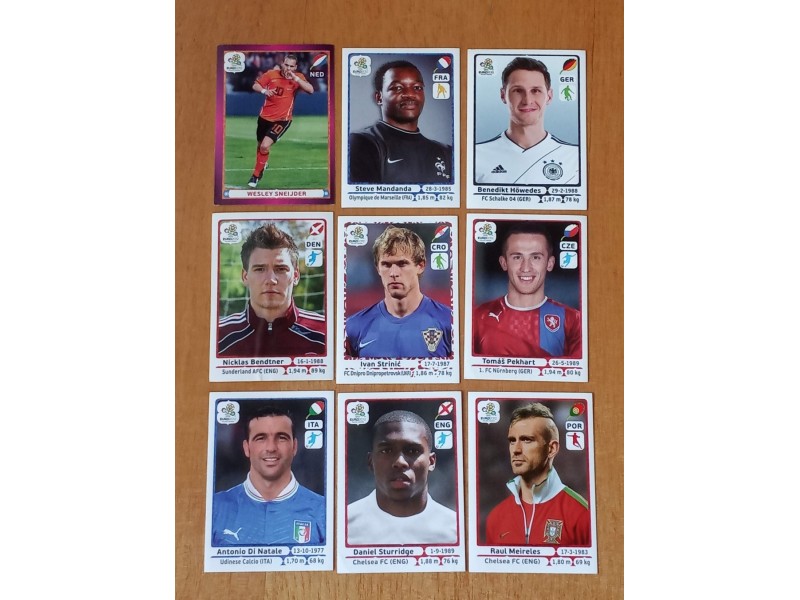 Euro 2012 - Lot Od 9 Panini Sličica -