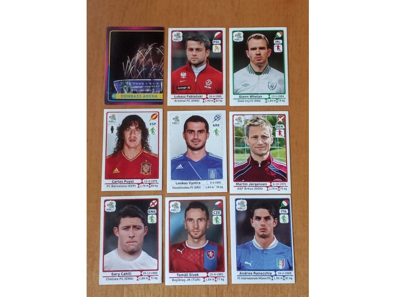Euro 2012 - Lot Od 9 Panini Sličica -
