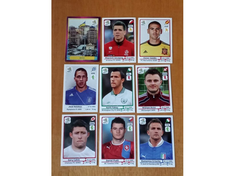 Euro 2012 - Lot Od 9 Panini Sličica -