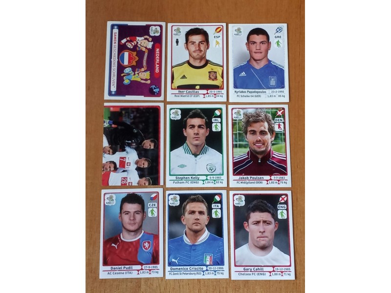 Euro 2012 - Lot Od 9 Panini Sličica -