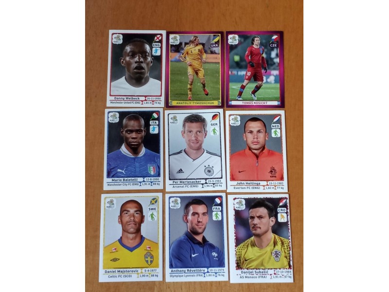 Euro 2012 - Lot Od 9 Panini Sličica -