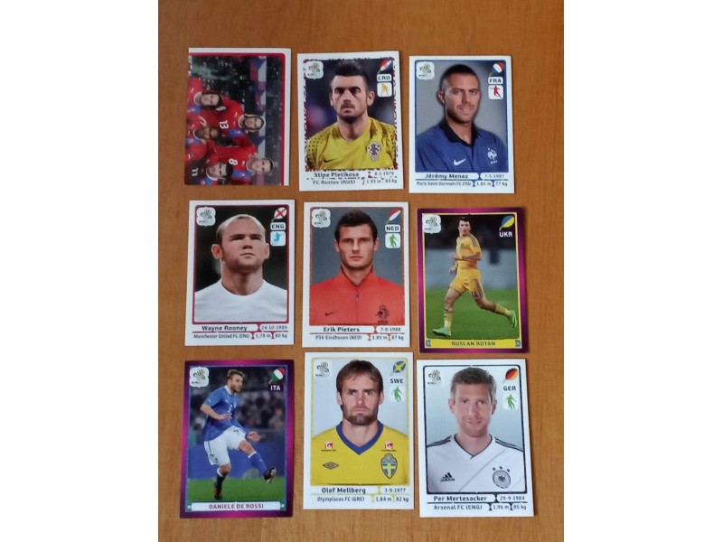 Euro 2012 - Lot Od 9 Panini Sličica -