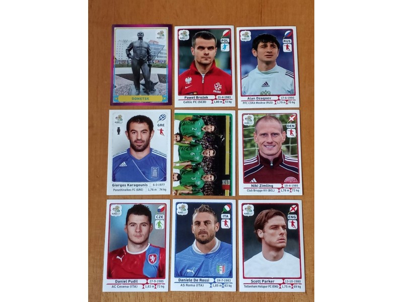 Euro 2012 - Lot Od 9 Panini Sličica -