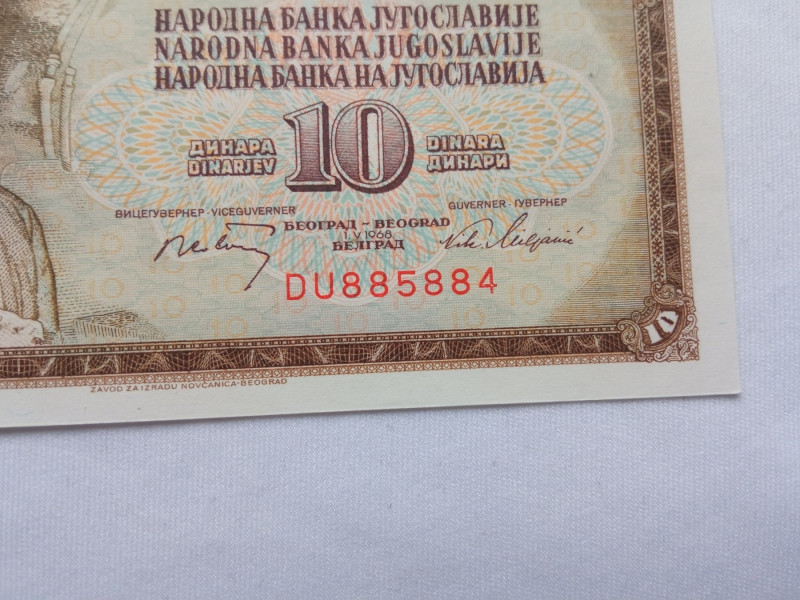 Jugoslavija 10 dinara,1968 god.UNC,lep broj