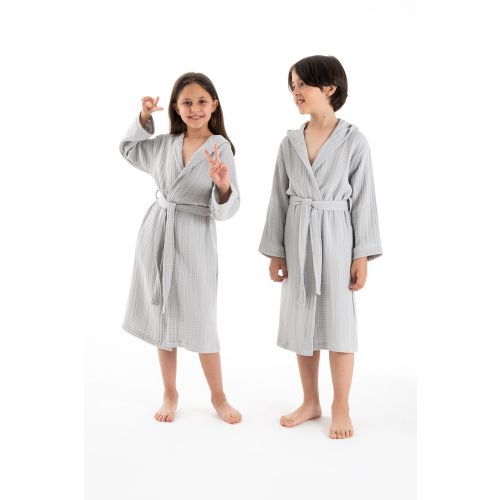 Muslin - Grey Grey Kid's Bathrobe