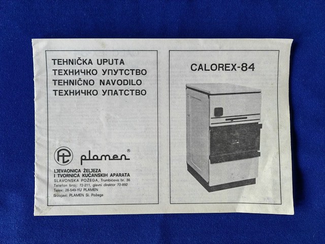 Calorex 84 - tehničko uputstvo