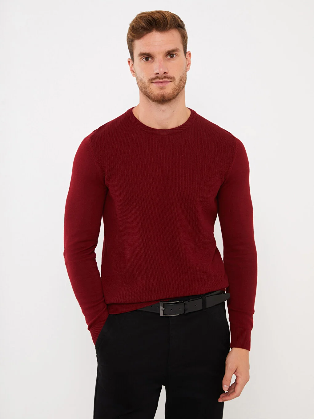 LCWAIKIKI Classic Muški trikotažni džemper okruglog izreza dugih rukava