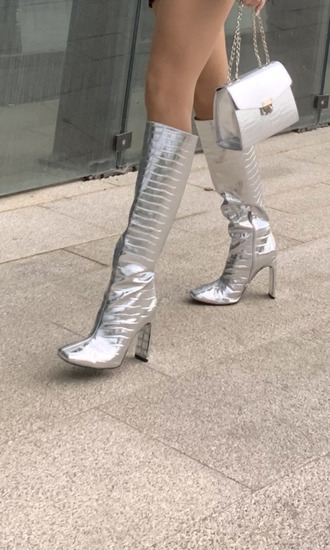 ZARA srebrne cizme
