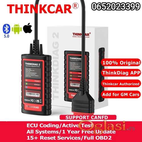 THINKCAR Thinkdiag 2 Bluetooth CAN FD OBD2 Auto Dijagnostika