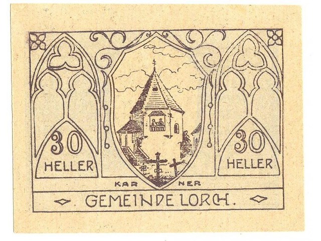 Austrija 30 heller 1920 UNC notgeld Lorch