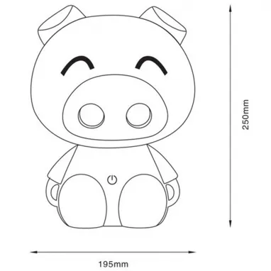 Stona dečija lampa punjiva ljubičasta Pig 5VDC ZUMA LINE