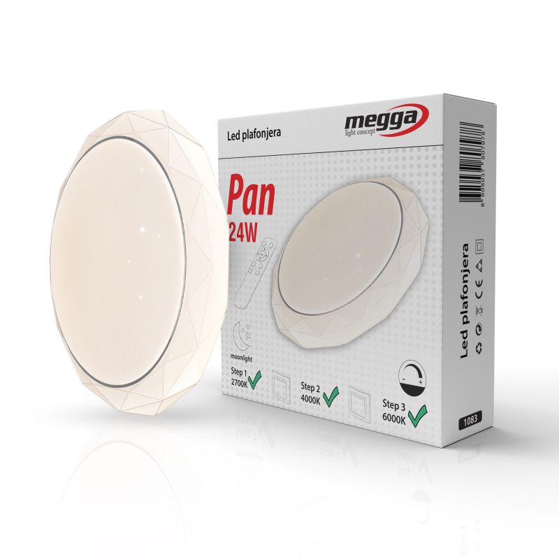 MEGGA, PAN LED PLAFONJERA KRUG 220V 24W 3-4-6K CH REMOTE&DIMMABLE, 001083