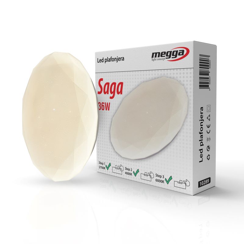MEGGA, SAGA-S LED PLAFONJERA KRUG 220V 36W 3-4-6K SWITCH, 010289