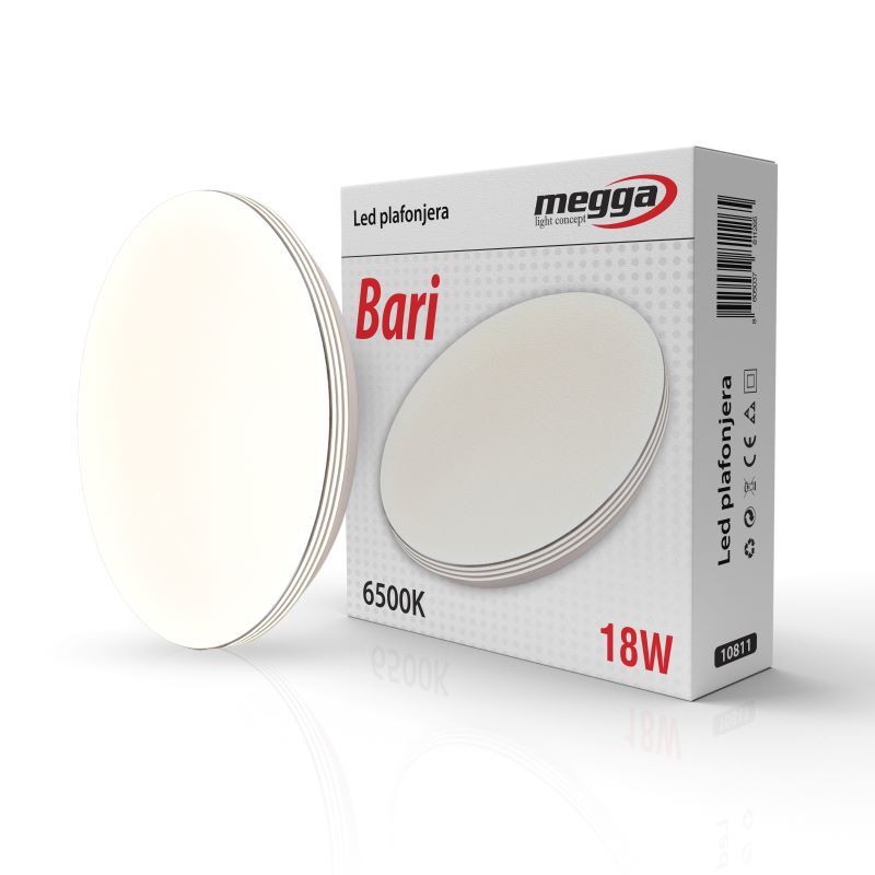 MEGGA, BARI LED PLAFONJERA KRUG 220V WH CH 18W 6500K CH, 010811