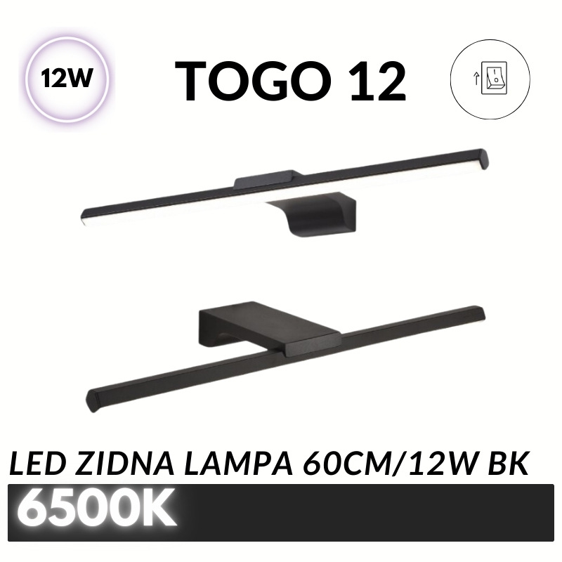 MEGGA, TOGO ZIDNA L. LED 12W 6500K BK, 013095