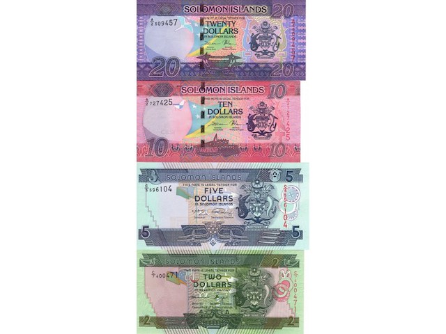 SOLOMON ISLANDS set 2, 5, 10 i 20 Dollars 2008/2017 UNC