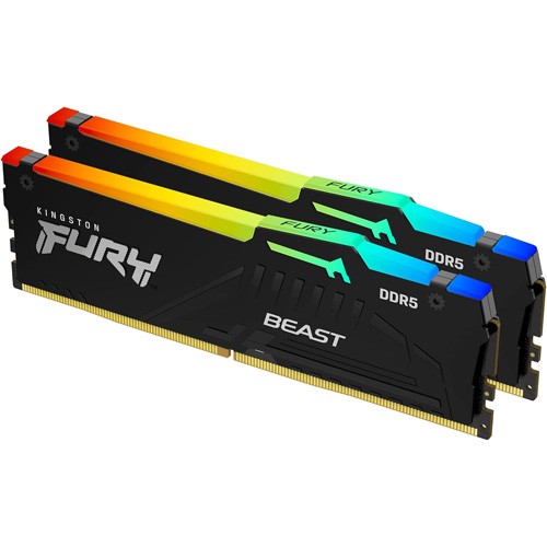 Kingston 16GB (2x8GB) DDR5 6000MT/s CL36 FURY Beast Black RGB EXPO DIMM memorija | KF560C36BBEAK2-16