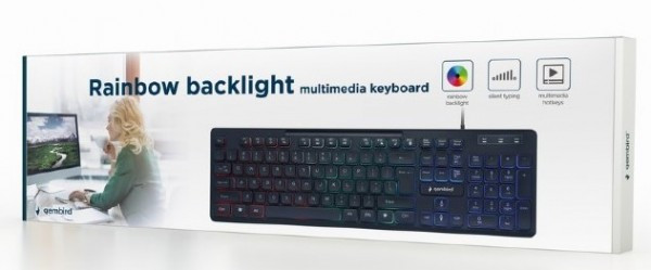Gembird KB-UML-02 Rainbow multimedijalna tastatura sa pozadinskim osvetljenjem, US layout USB