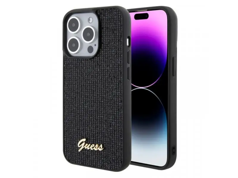 GUESS MASKA ZA IPHONE 15 PRO DISCO SCRIPT METAL BLACK