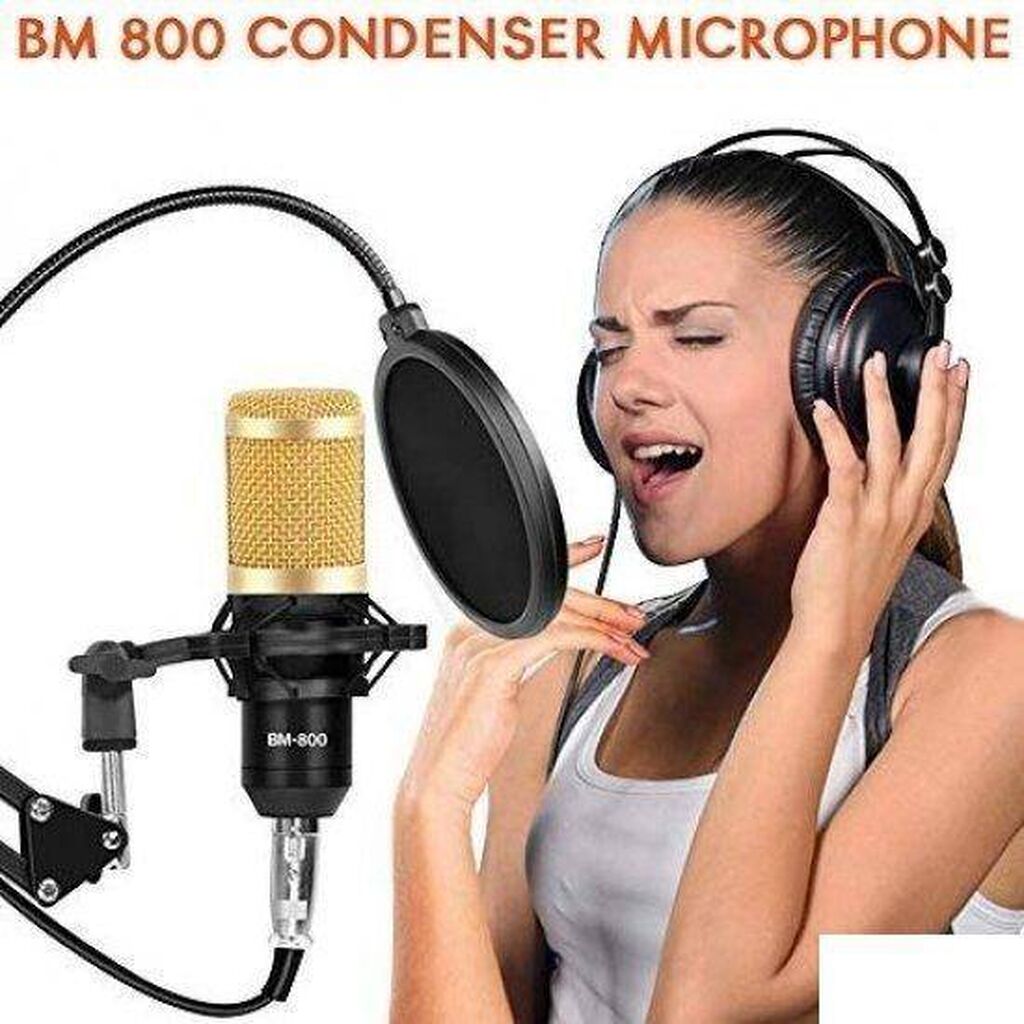 Studijski Kondenzatorski Mikrofon BM800 +stalak+pop filter Na