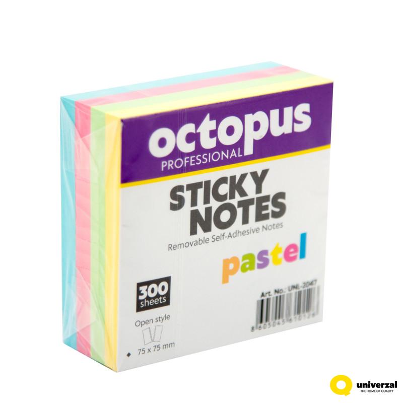 BLOK SAMOLEPLJIVI 75x75 300 LISTA PASTEL OCTOPUS UNL-2047