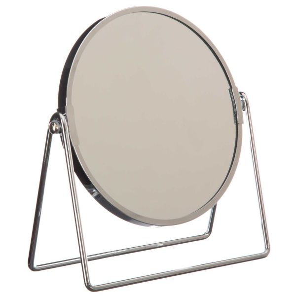 FIVE Ogledalo na stalku 20,5x18,5 cm hrom metal siva