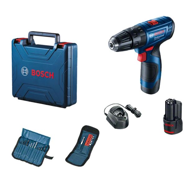 BOSCH Aku vibraciona bušilica-odvrtač GSB 120-LI, 2x2,0Ah + 23-delni set pribora u koferu