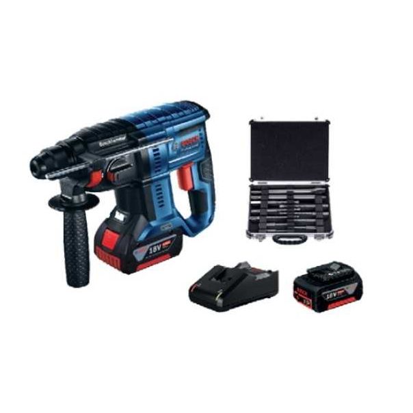 BOSCH Akumulatorski čekić GBH 180-LI + 11-delni set pribora, 2x4.0Ah