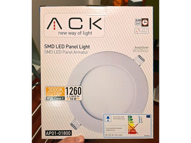 + ACK LED Panel ugradni beli IP20 18W 3000K - NOVO +