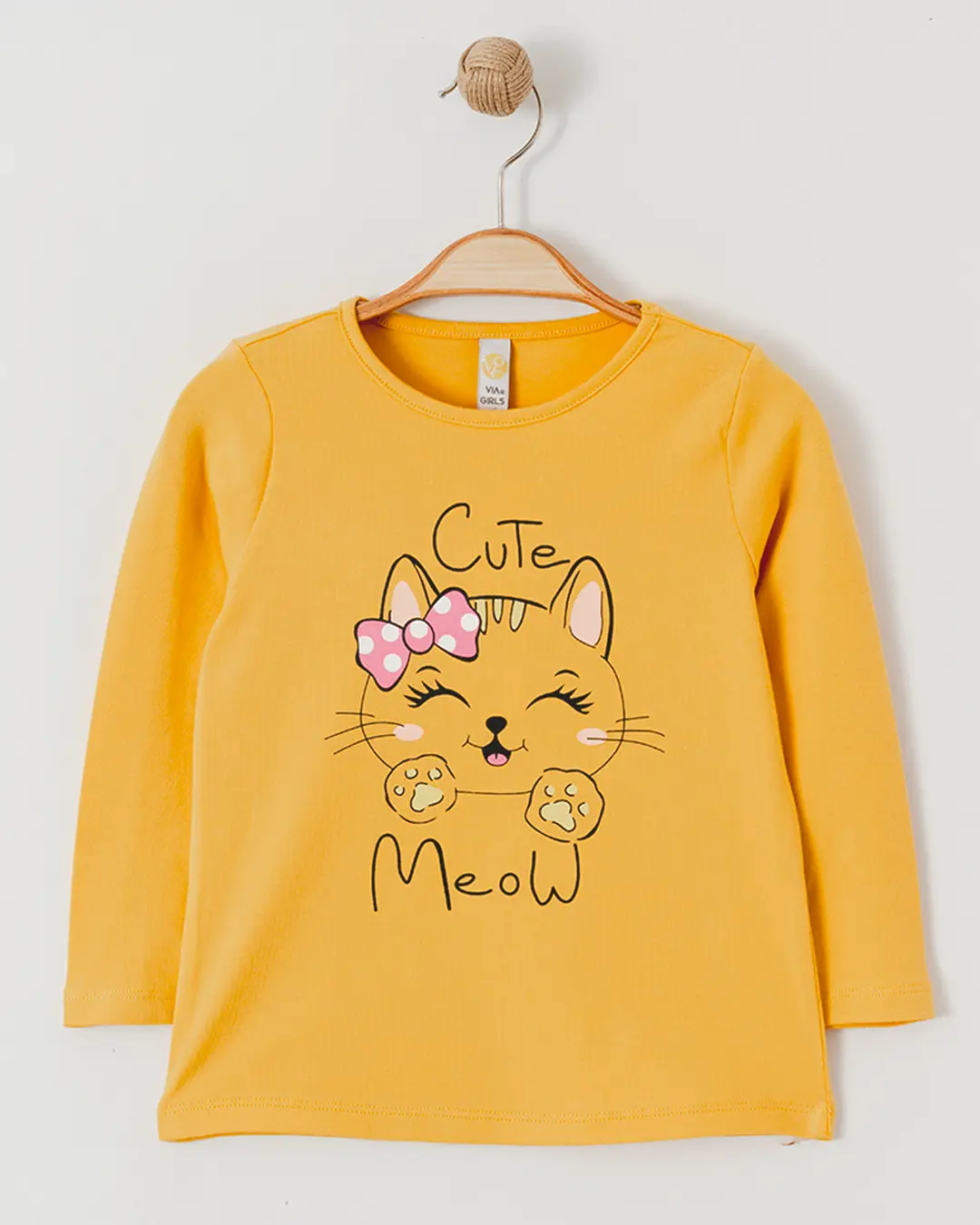VIA GIRLS Majica za devojčice Cute Meow, Žuta