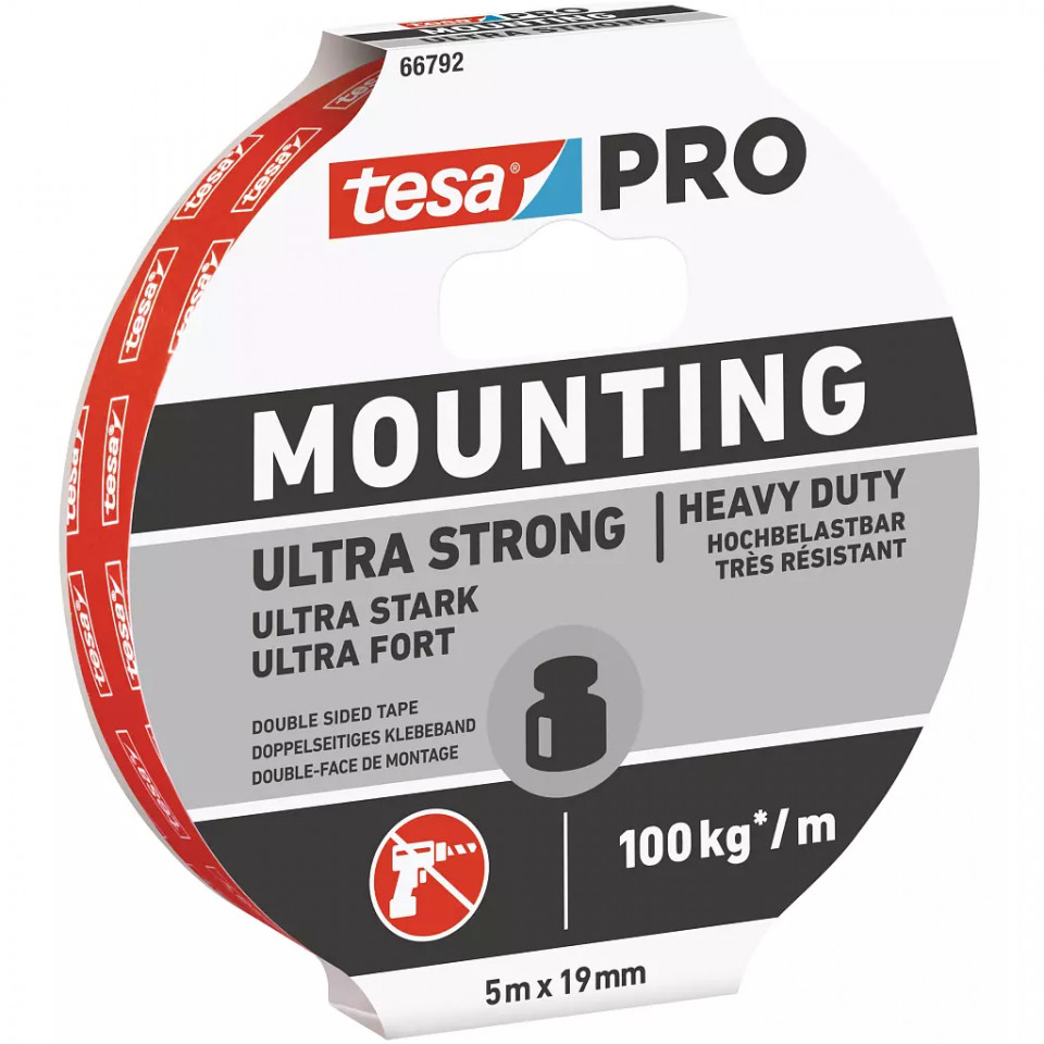 Traka dvostrano lepljiva ULTRA STRONG PRO 19mm - 5m (100kg/m2) TESA